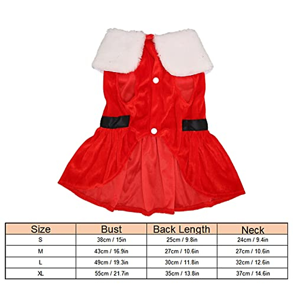 Christmas Dog Dress, Santa Claus Pet Clothes Velvet Skirt, Christmas Outfit Thermal Holiday Girl Puppy Costume, Xmas Holiday Apparel Cute Girl Clothing Red Dresses for Small Medium Dogs Cats(M)