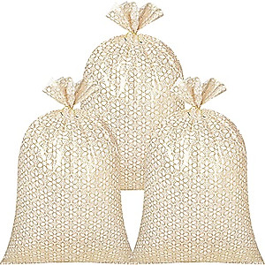 3 Pieces 55 Inch Festival Gift Bags Jumbo Plastic Gift Bag for Graduations, Weddings, Bridal Showers, Mother's Day, Birthdays, Engagement Parties, Retirements, Christmas, Hanukkah,Golden