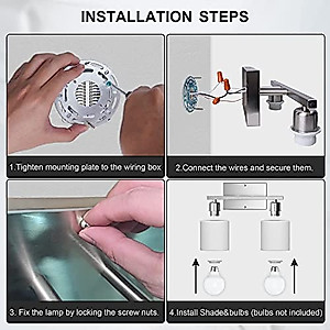 Bathroom Vanity Light Fixture Over Mirror with Brushed Nickel,Dekang Modern 2-Light Wall Sconces Lighting for Bedroom,Living Room,Hallway,Decor White Glass Shades,E26 Standard Base,Bulbs Not Included