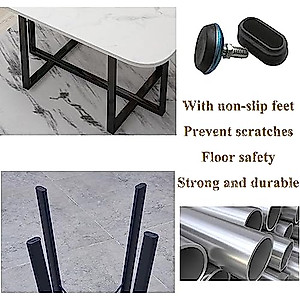 RUANLOV 7-Piece Contemporary Style Kitchen Table Set,Dining Table Set for 6, Kitchen Table and Chairs for 6, Oval Dining Room Table Set for Small Space, Apartment (E 90x150cm)