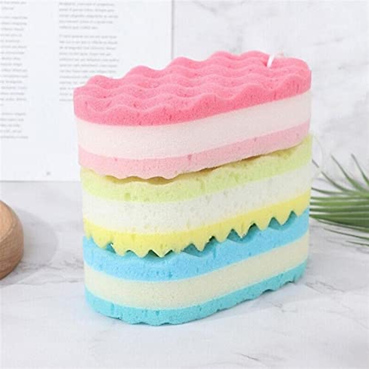 INGVY Dry Brushing Body Brush Three Layer Wave Bath Sponge Body Brush Skin Cleansing Massage Cleaning Shower Brush Adult Foam Scrub Towel Rope Holder (Color : Red)
