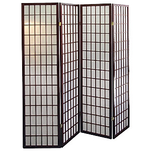SQUARE FURNITURE Panel Shoji Screen Room Divider 3-10 Panel (4 Panel, Black, White, Cherry, Natural)