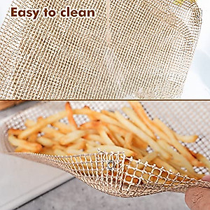 Kamehame Grill Mesh Basket, Pack of 4 Non-Stick Meat Vegetable Grill Tray for Grilling and Baking, Oven Crisper Basket for Crisp up Pizza, Fries, Chips