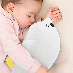 AEECASI Super Soft Seal Plush Cuddle Pillow, Chubby Seal Stuffed Animal, Cute Plushie Birthday for Kids Girls Boys Baby, Adorable Plush Seal Stuffed Toy, 17.7" White