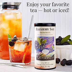 The Republic of Tea Blackberry Sage Black Tea | 50 Tea Bags, Gourmet Black Tea