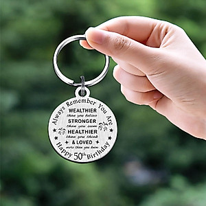 SOUSYOKYO 50th Birthday Gifts for Women Men 1973 Keychain, Female 50 Years Old Birthday Gifts ideas, Happy 50th Birthday Decoration Stuff Present Male