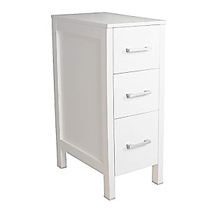 eclife 12" Bathroom Cabinet 3 Drawer Organizer Free Standing Single Vanity, Small Nightstand, White Vanity MDF Vertical Dresser Storage Tower Vanity, Bedroom/Bathroom/Entryway B11W