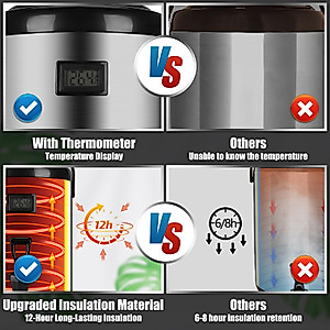 Insulated Beverage Dispenser 12 QT/3.2 Gallon, Stainless Steel Beverage Dispenser Cold and Hot Drink dispenser with Thermometer-Spigot for Hot Tea & Coffee, Cold Milk, Water, Juice