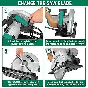 Hoteche 10-Inch Circular Saw 15A Compact Portable Table Saw with Saw Blade for Desktop Use