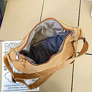 Canvas Casual Messenger Bag Hobo Crossbody Bag Canvas Shouder Tote Handbag for Women and Men, Black