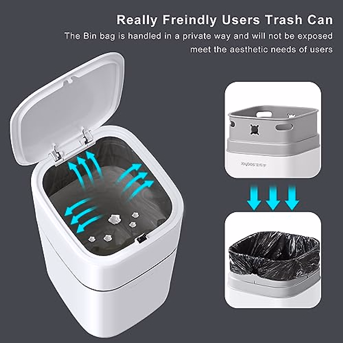 funest Bathroom Trash Can with Lids, 2.6 Gallon Small Plastic Garbage Cans with Press Pop-up Top Lid, Slim/Narrow Office Rubbish Can, Dog/Cat-Proof Trash Bin, Waterproof Wastebasket, White