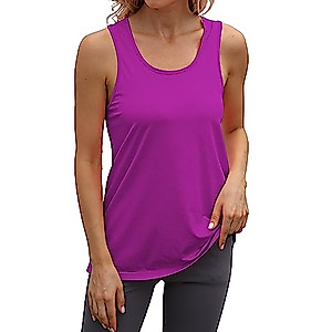 Cakulo Workout Long Tank Tops for Women Plus Size Loose Fit Athletic Shirts Exercise Gym Muscle Active Yoga Swimwear Sport Swimwear Razorback Sleeveless Tops Heather Purple 3XL