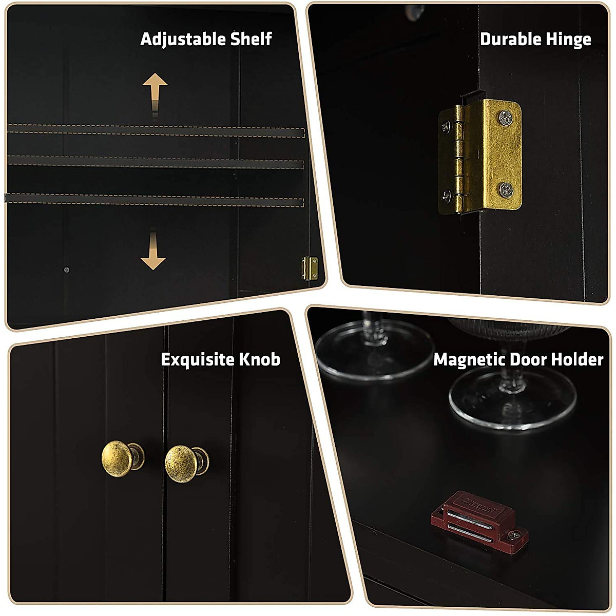 Nightcore, 1 Kitchen, 6ft Cupboard w/ 4 Adjustable Shelves, 2 Wood Pantries, Drawer, Utility Storage Cabinet for Hallway, Living Room, Bathroom, Espresso