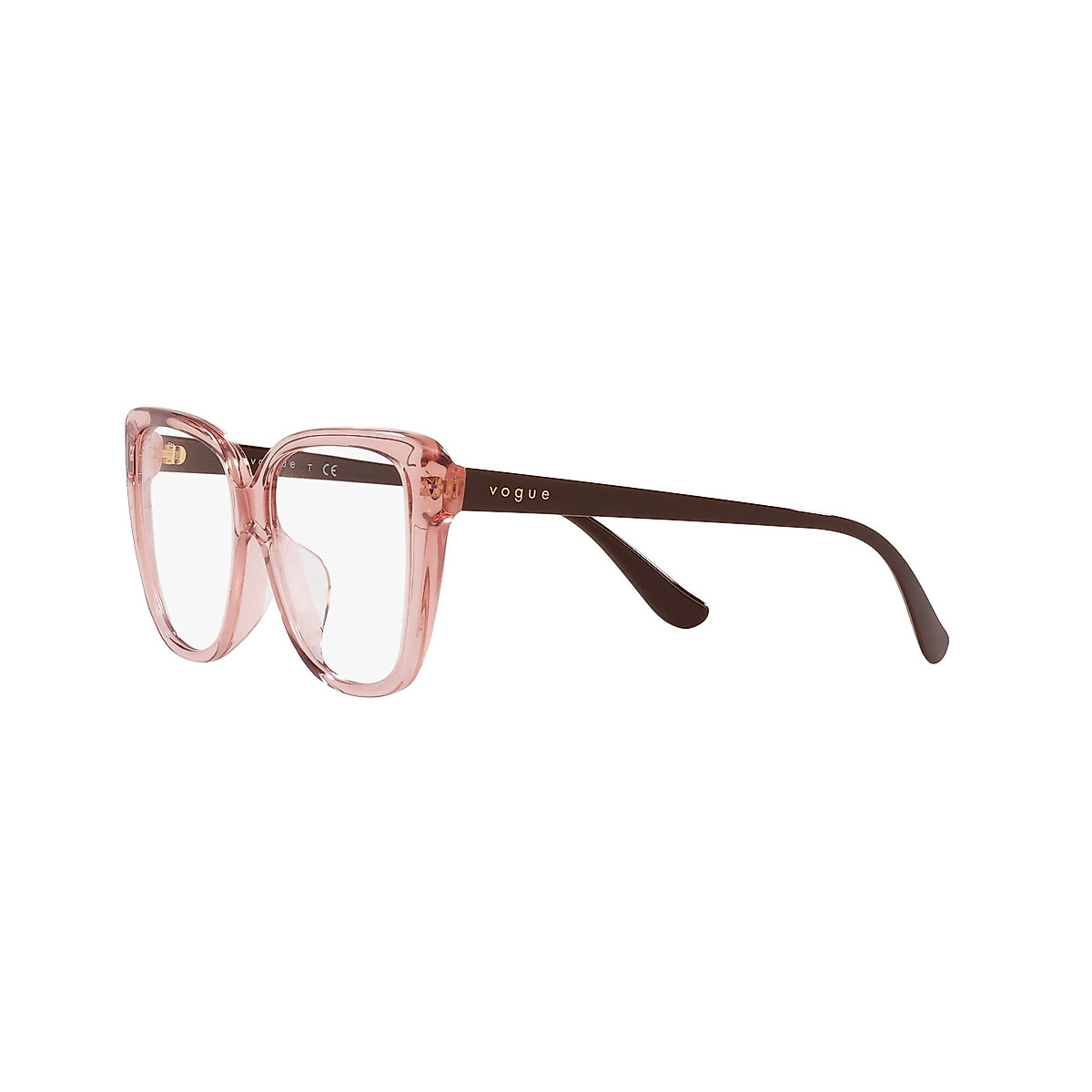 Vogue Eyewear Women's VO5413F Low Bridge Fit Butterfly Prescription Eyewear Frames, Transparent Pink/Demo Lens, 54 mm