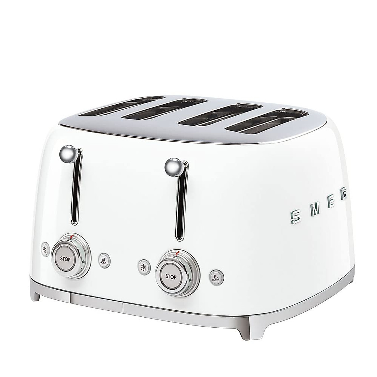 Smeg 50's Style Retro Aesthetic 4 Slice Toaster 6 Presets Extra Wide Slots White TSF03WHUS