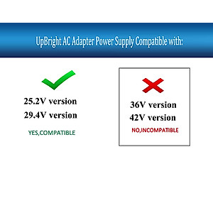 UpBright 3-Prong 29.4V AC/DC Adapter Compatible with Jetson Extreme Terrain Z12 XT Z12XT Galaxy 25.2V 4.0Ah 4000mAh Lithium-ion Battery Hoverboard Hover Board Scooter 29.4VDC Power Supply Charger