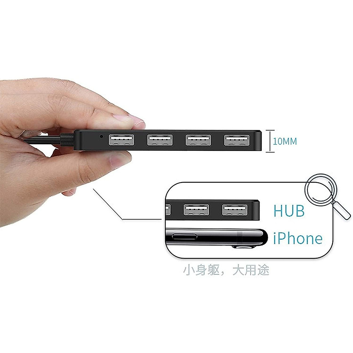 NAERSI® USB 2.0 Hub 4-Port Ultra Slim Portable USB Splitter for iMac Pro,MacBook Air,Mac Mini/Pro,Surface Pro,Notebook PC,Laptop,USB Flash Drives,and More