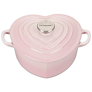 Le Creuset Signature Enameled Cast Iron Figural Heart Cocotte, 2 Quart, Shell Pink with Stainless Steel Knob