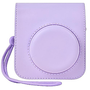 SAIKA Protective & Portable Case Compatible with Fujifilm for Instax Mini 12 Instant Camera with Accessories Pocket and Adjustable Strap-Purple