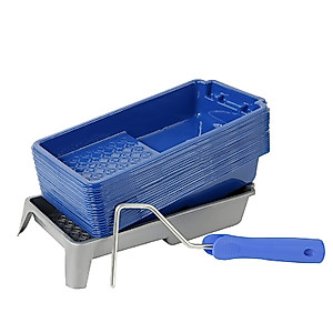 Mister Rui Paint Tray, 4 Inch Paint Roller Tray, 22 Pack, Paint Tray with Liners, Small Paint Tray, Disposable Paint Tray Liners, Thickened Plastic Paint Tray Liners with Paint Roller Frame