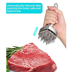 Aliglow 304 Stainless Steel Meat Tenderizer Needle Meat Hammer Mallet Tool Pounder For Tenderizing and Pounding Steak, Beef Pork Chicken BBQ And Poultry