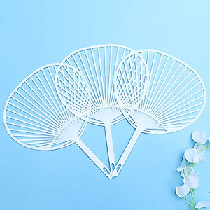 LUOEM 10pcs Japanese Fan Uchiwa DIY Kit Hand-held Fan Framework for DIY Crafts (White)