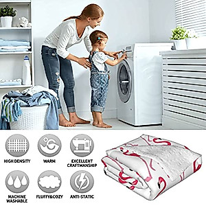 Spring Throw Blanket Pink Flamingo Easter Blanket Cozy Gifts for Women Super Soft Flannel Fleece Throw Blanket Valentines Gifts for Women Fuzzy Blanket Lightweight