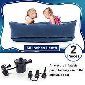 Maitys 2 Pack 60'' Comfy Peapod Sensory Chair for Kids with Autism Calming Corner Inflatable Sensory Peapod Compression Boat Lounger for Calm Down Corner Supplies(Blue)