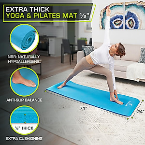 ProsourceFit Extra Thick Yoga and Pilates Mat ½” (13mm), 71-inch Long High Density Exercise Mat with Comfort Foam and Carrying Strap