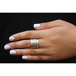 Wide Silver Ring, 7 Spinner Silver Ring, Wide Band Sterling Silver Ring, Band Ring, Thick Silver Ring, Womens Silver Ring, Men's Silver Ring Statement Jewelry Gift