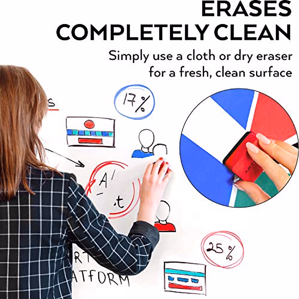 Arteza Dry Erase Markers, Bulk Pack of 52, Chisel Tip, 4 Assorted Colors with Low-Odor Ink, Whiteboard Markers, Back to School Supplies for Classroom, Office, or Home