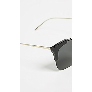 Prada PR 21US KUI5S0 Black/Gold Plastic Cat-Eye Sunglasses Grey Lens