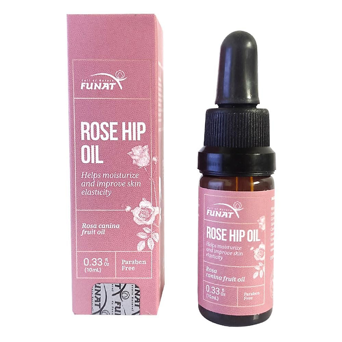 FULL OF NATURE FUNAT 100% Pure Rosehip Seed Oil for face and skin 0.3 fl oz - 100% Puro Aceite de Rosa Mosqueta para rostro y piel