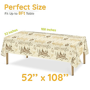 Vusnud 3 Packs - Wizard Tablecloth, Plastic Wizards Themed Halloween Table Covers, Disposable Magical Party Supplies, 52‘’ x 108, Fit for 8 Ft Table, for Halloween Party Decoration