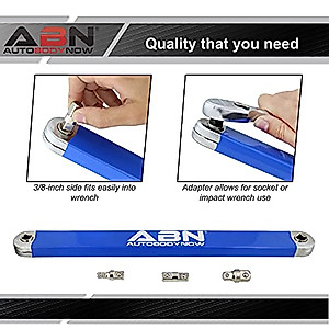 ABN Extension Wrench, 15in - 3/8in Adapter SAE Non-Swivel Leveraging Ratchet, Socket Wrench Tool with 3 Adapters