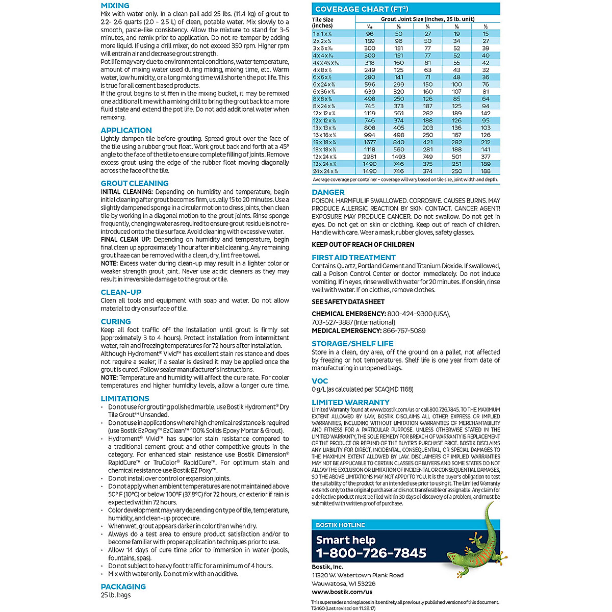 25lb Bostik Vivid Grout Lunar H196