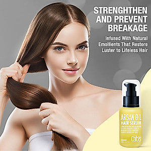 Cab's Moroccan Argan Oil Hair Serum Treatment, Nourishing and Repair Hair Shine - Paraben Free, Sulfate Free 2x 1.69 fl oz (Pack of 2 pcs)