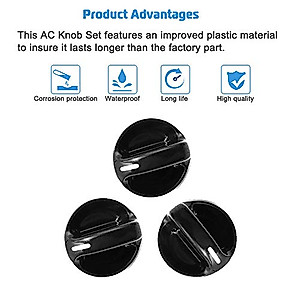 AC Climate Control nob Switch - Set of 3 - Replaces# 55905-0C010, 559050C010 - Fits Toyota Tundra 2000, 2001, 2002, 2003, 2004, 2005, 2006 - Air Conditioner Replacement Switch K001ACS