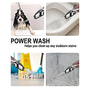 Diiwet Shower Head With Handheld 7 Settings High Pressure, Built-in Power Wash to Clear Tub, Tile & Pets, 5" High Powerful Hand Held Rain Showerhead with Stainless Steel Hose and Adjustable Bracket