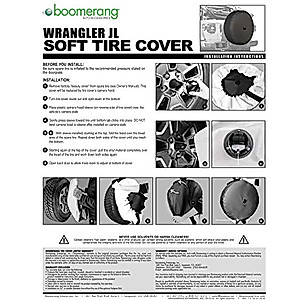 Boomerang - 32" Soft JL Tire Cover for Jeep Wrangler JL (with Back-up Camera) - Sport & Sahara (2018-2021) - Black Denim Vinyl - Integrated Camera Hood