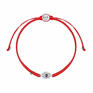 KARMA AND LUCK Powerful Protection, Red String Bracelet with Evil Eye Charm for Women, Sterling Silver with Genuine Amethyst Stone, Size 5.5"-7.5”