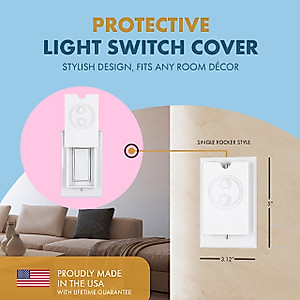 HomeStar Safety Light Switch Guard | Single Rocker Style | Child Proof Light Switch Plate | Baby Proof Light Switch Protection | Switch Lock Cover | White