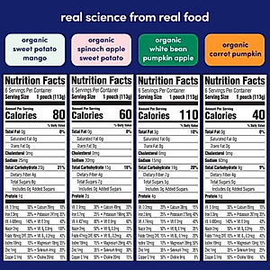 Cerebelly Baby Food Pouches - Organic Veggie Purees Variety Pack (4 oz, Pack of 8) Toddler Snacks - 16 Brain-supporting Nutrients - Healthy Snacks, Gluten-Free, BPA-Free, Non-GMO