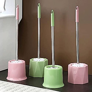 TULSIE Toilet Brush 1Pcs Toilet Brush and Holder Set,Anti-drip Set Toilet Bowl Cleaner Brush,Durable Bristles Deep Cleaning Compact Bathroom Brush Save Space Good Grip Anti-Drip(19.6in X5.5in) (Color