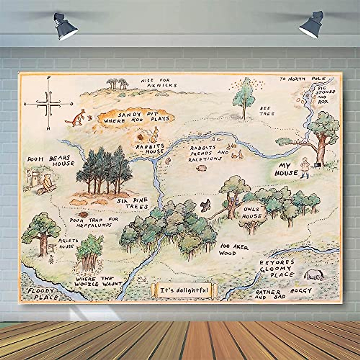 Alltten 6x4FT 100 Acre Woods Bear Backdrop Children Baby Shower Cartoon Photography Background Baby Shower Photo Booth Studio Props Boys Girls Happy Birthday Party Banner Decoration F13 Yellow