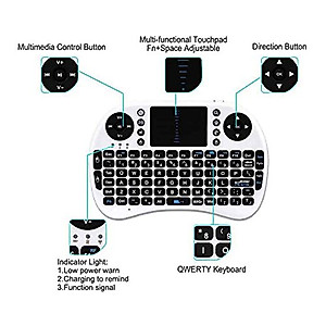 (Upgraded)Rii 2.4GHz Mini Wireless Keyboard with Touchpad,QWERTY,LED Backlit,Portable Keyboard for laptop/PC/Tablets/Windows/Mac/TV/Xbox/PS3/Raspberry Pi .(i8+ Black)
