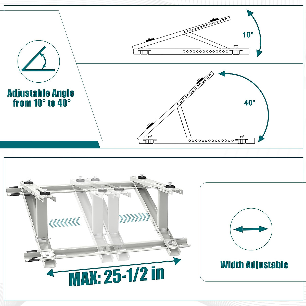 Daisypower Mini Split Roof Mount Bracket for Ductless Mini Split Air Conditioner Heat Pump Systems,Outdoor Adjustable Angle Rooftop Mounting Bracket Support Up to 7000-24000 Btu Condenser.
