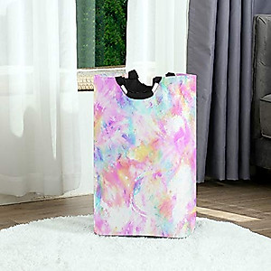 susiyo Kaleidoscope Tie Dye Print Laundry Basket Collapsible Laundry Hamper Foldable Dirty Clothes Bag Large Storage Basket with Handles for Kid Room Toy Bin Bathroom Clothing Organizer