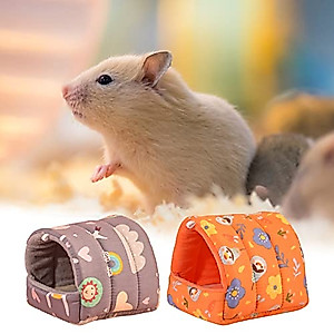 JENPECH Hamster House Colorful Design - Hamster Nest Printing Semi-Closed Soft Big Space Comfortable Keep Warm Practical Elephant Pattern Hamster Bed for Rodent/Guinea Pig/Rat/Hedgehog Cyan L