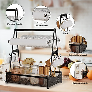 Utensil Caddy for Countertop, BBQ Silverware Caddy Condiment Caddy, Picnic Flatware caddy with Handle and Utensil Cutlery Holder for Grilling, Utensil Cutlery Caddy for Camping, Kitchen(Black)